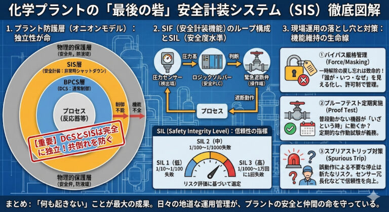【詳細記事】安全計装システム（SIS）の基礎！DCSとの違いやSILの考え方を徹底解説 | 化学プラント大全